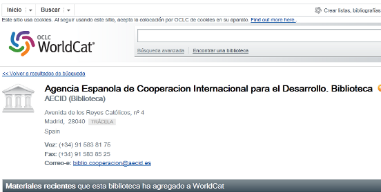 Catálogo colectivo WorldCat - aecid.es
